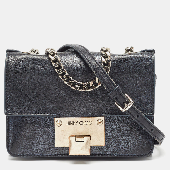 Jimmy Choo | Bags | Jimmy Choo Metallic Blue Leather Rebel Crossbody ...